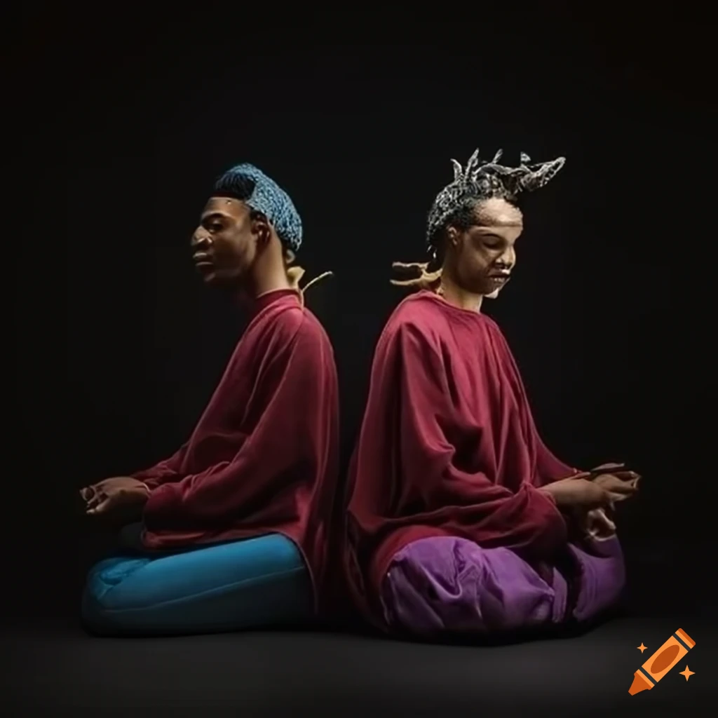 Two-headed god character in a meditative pose for a hip-hop cover on ...