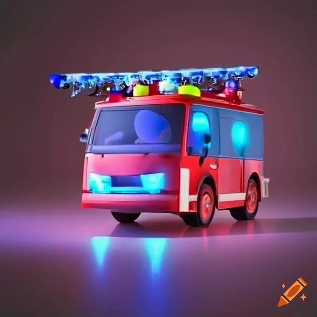 German fire engine with easter eggs as blue light on Craiyon