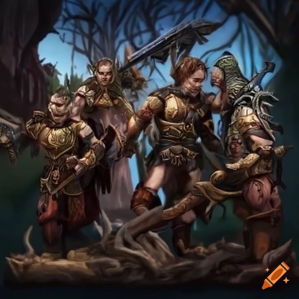 Warband of four fantasy heroes on Craiyon