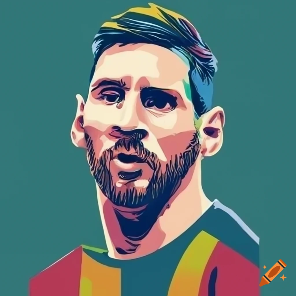 Line art portrait of messi on Craiyon