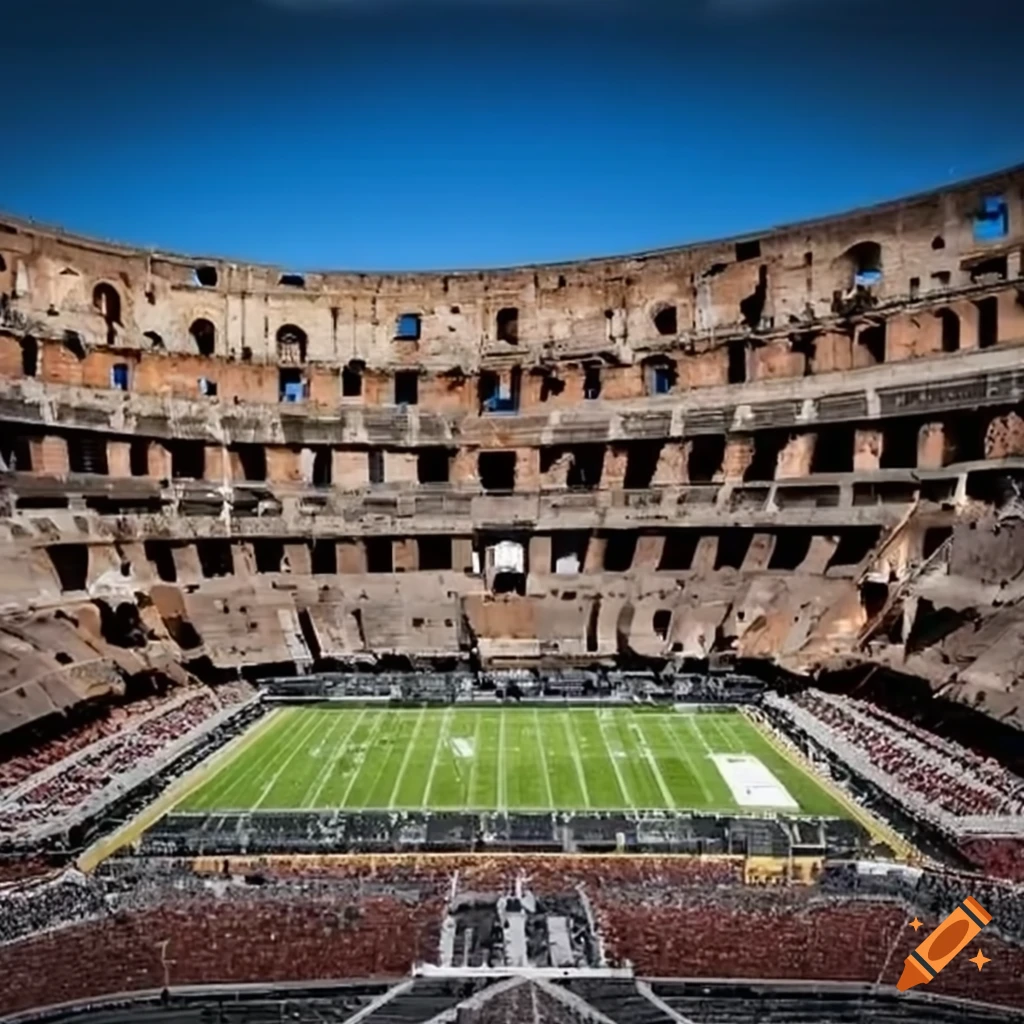 Colosseum inspired american football stadium on Craiyon
