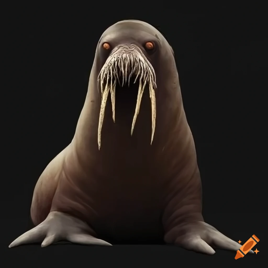 Horror walrus in a dark and realistic setting on Craiyon