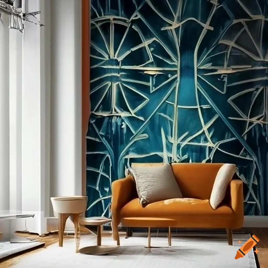Interior art deco with wallpaper on Craiyon