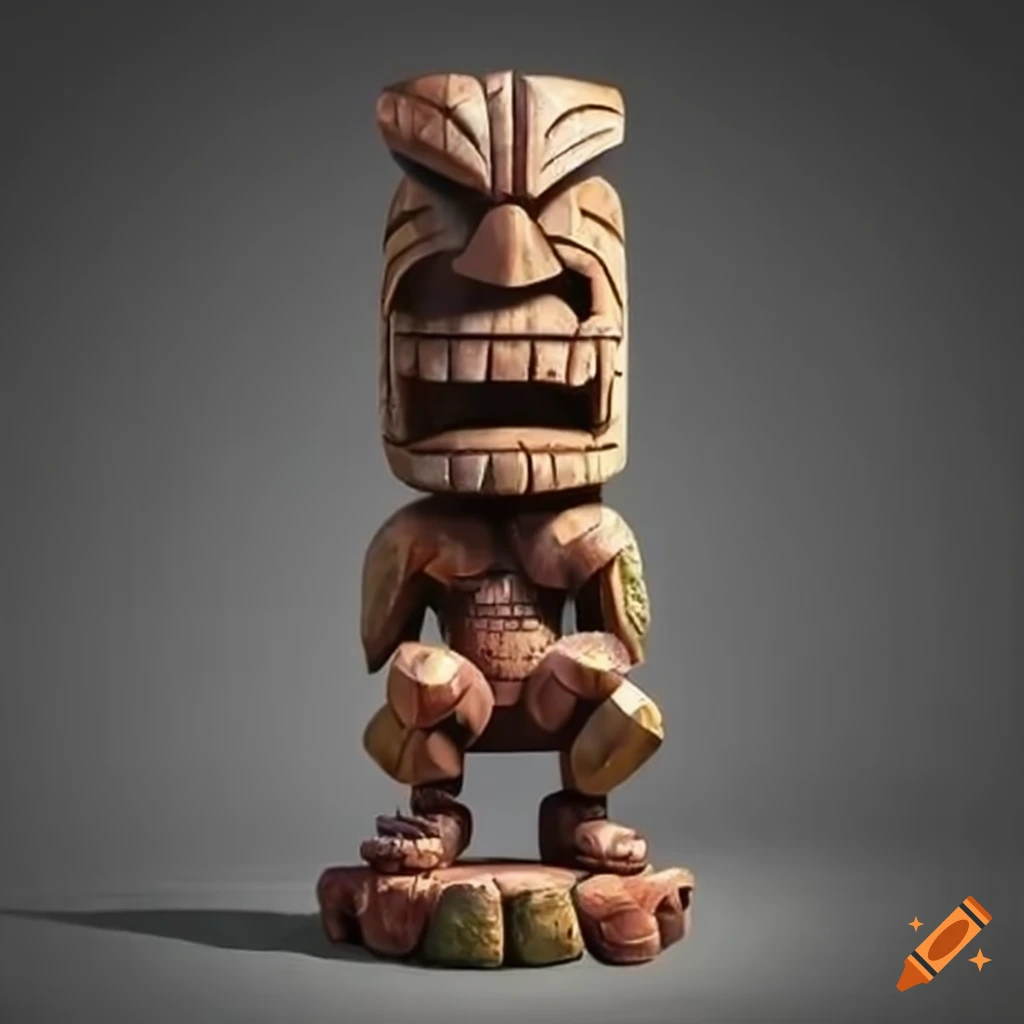 Hawaiian tiki statue made of computer hardware on Craiyon