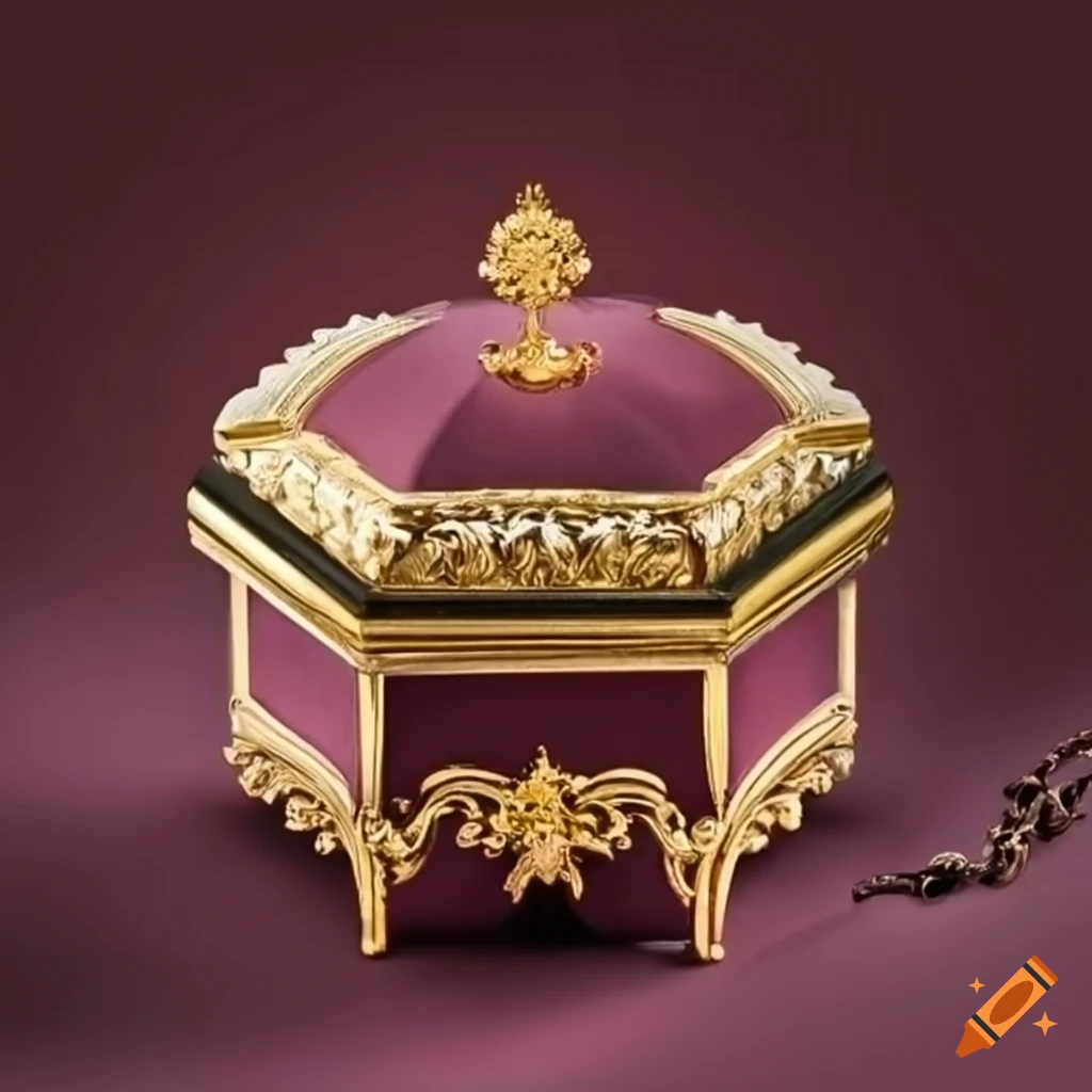 Opulent royal box with velvet texture and gold accents on Craiyon