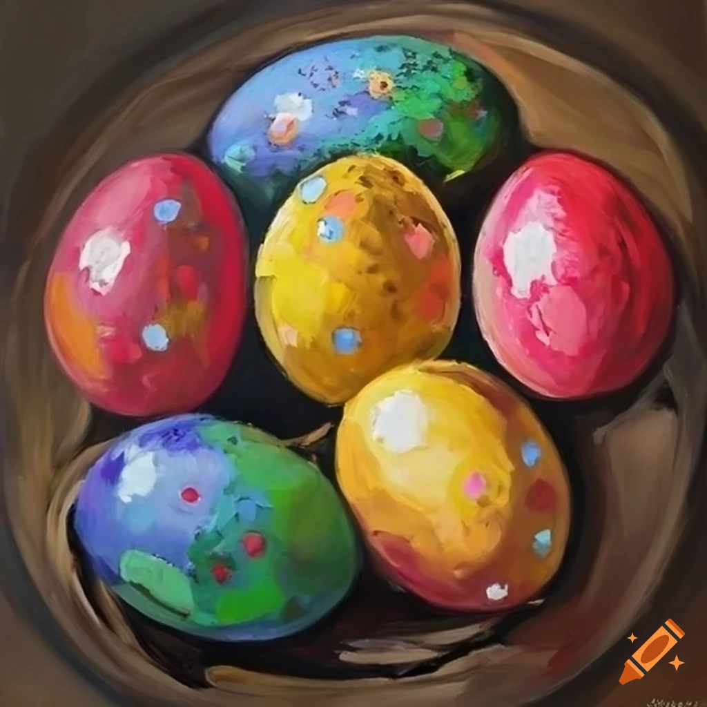 Colorful Easter eggs in oil paintings on Craiyon