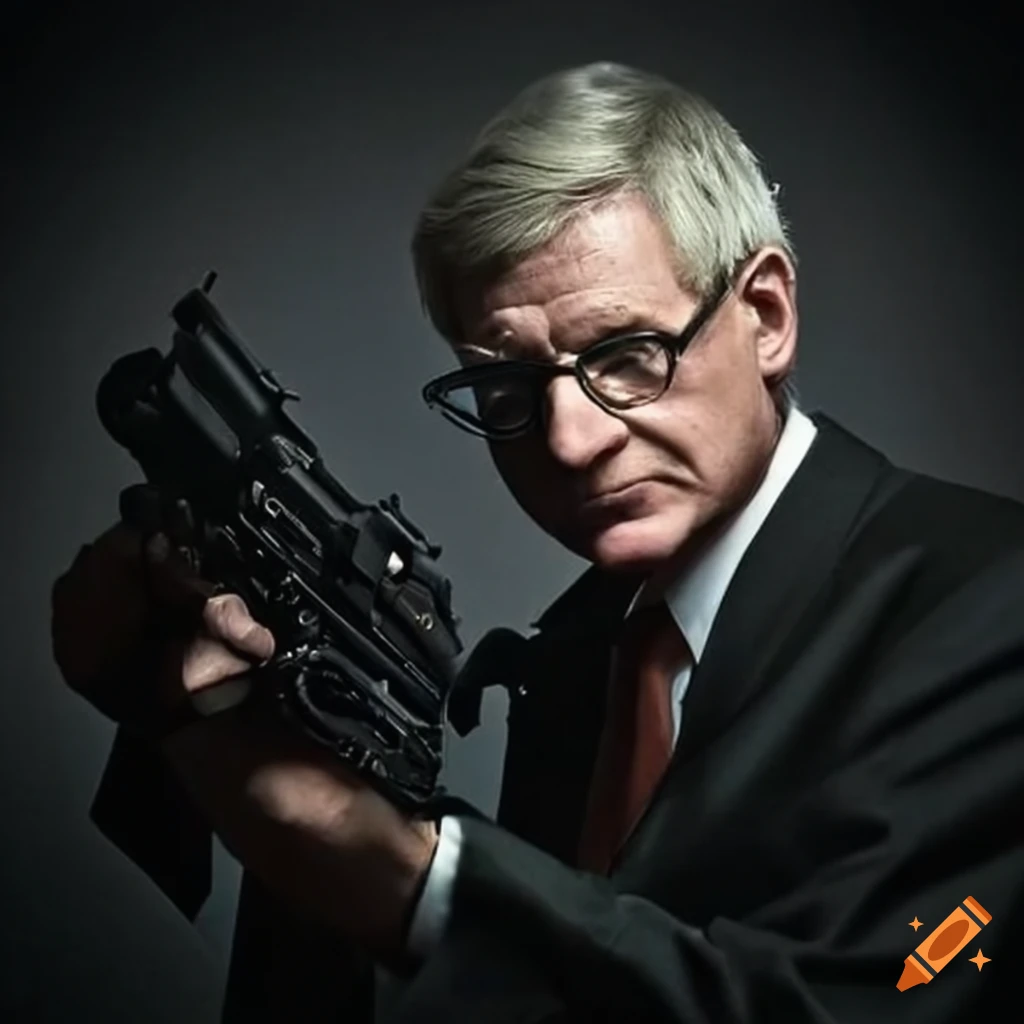 Former swedish prime minister carl bildt with a rifle on Craiyon