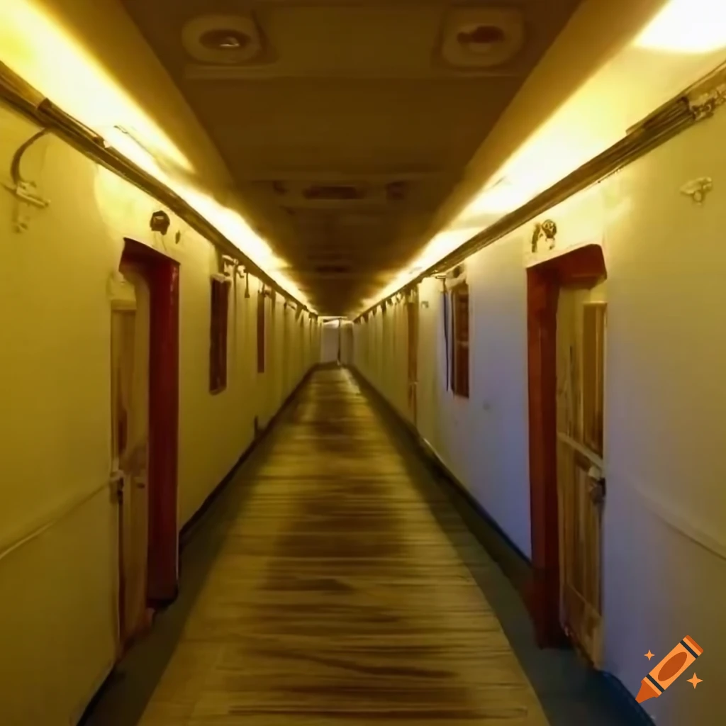 Ship hallway interior on Craiyon