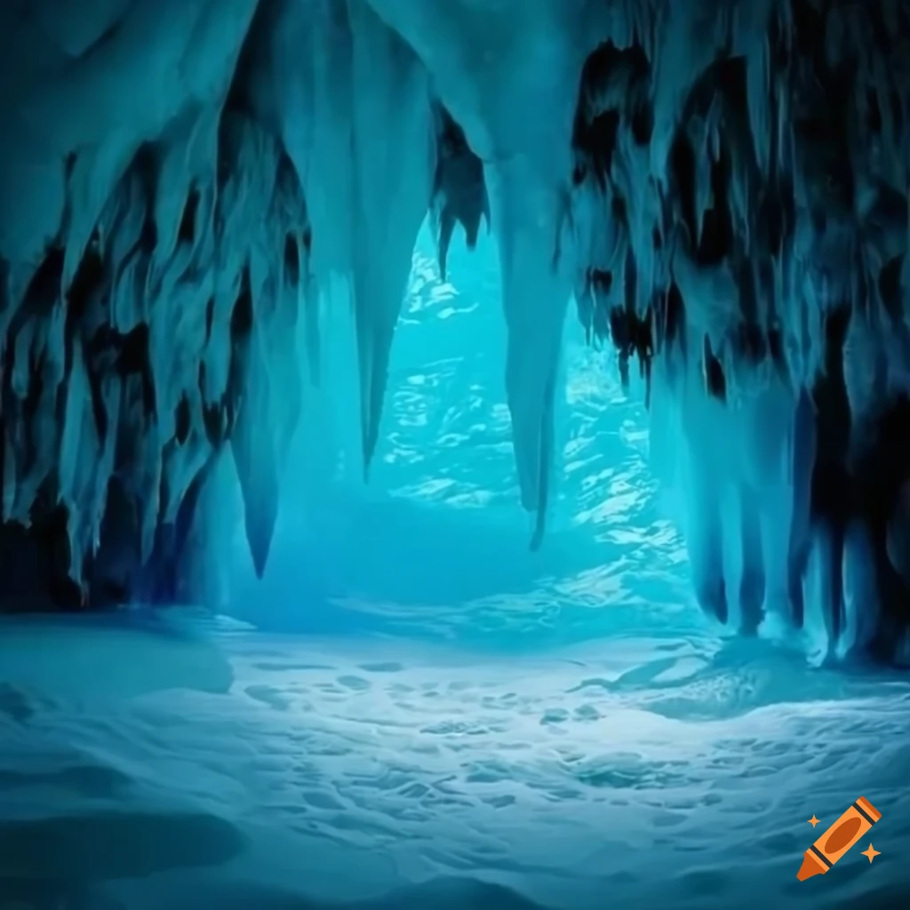 Frozen cave background on Craiyon