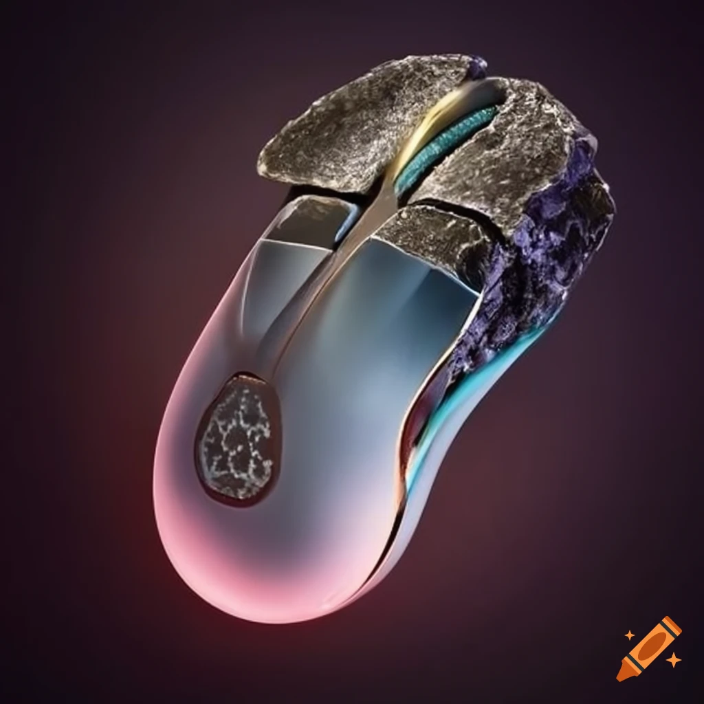 Meteorite and widmanstetten structure computer mouse on Craiyon