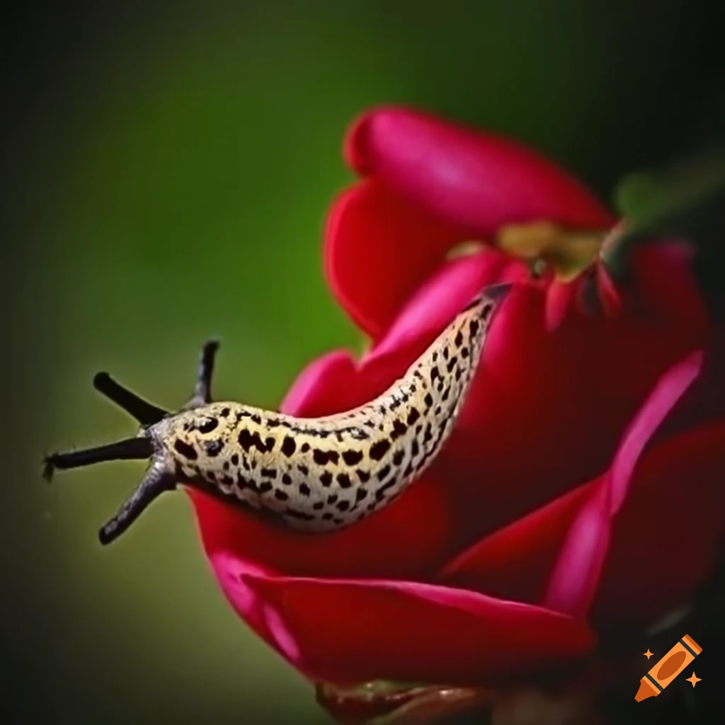 Slug on a rose on Craiyon