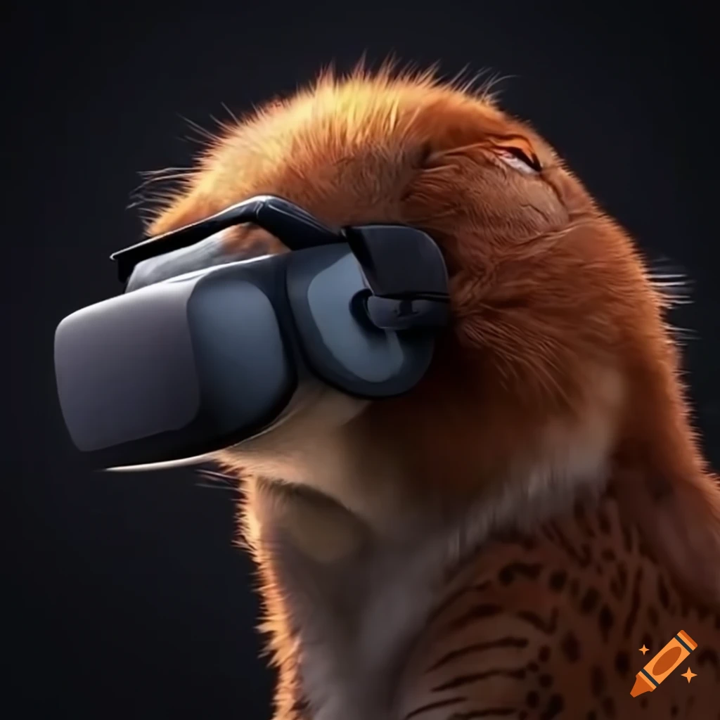 Wild animal wearing vr glasses for a realistic experience on Craiyon