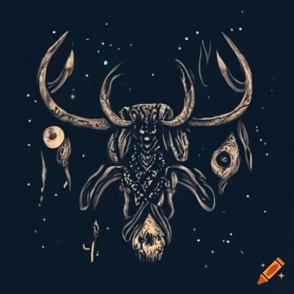 Taurus constellation with deer antlers in a medieval setting on Craiyon