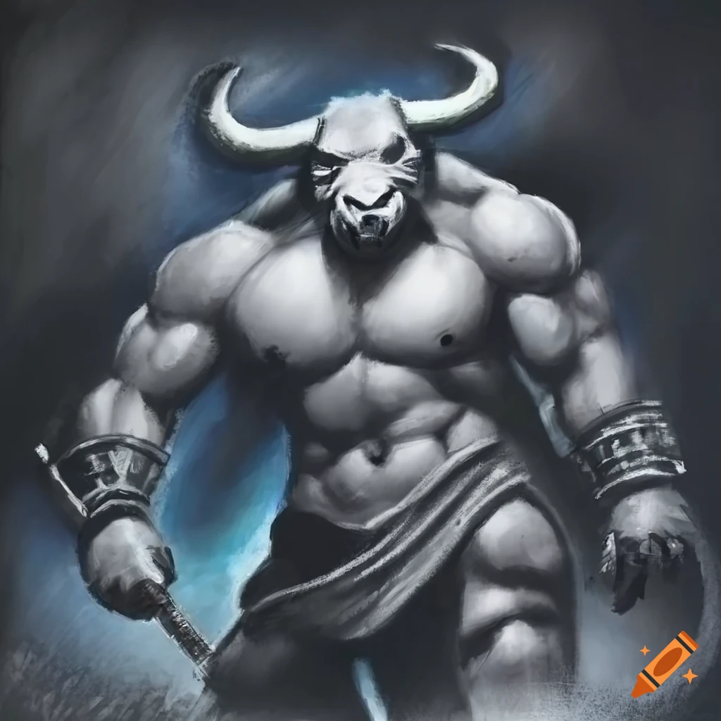 Minotaur child in simon bisley art style on Craiyon