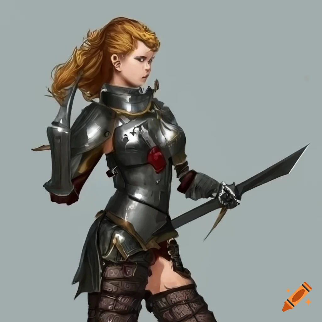 Intimidating olive-skinned female Champion in spiked armor with a ...