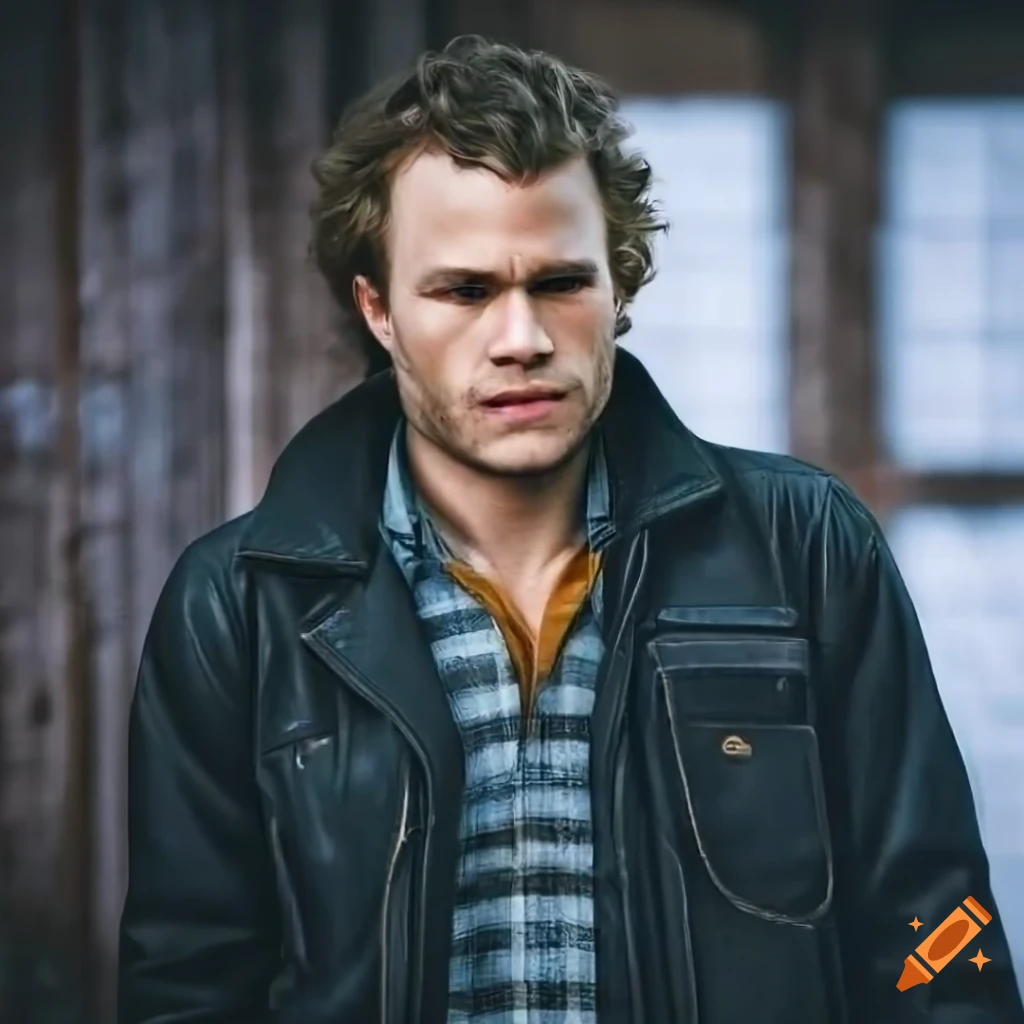 Blonde actor resembling Heath Ledger in a stylish outfit on Craiyon