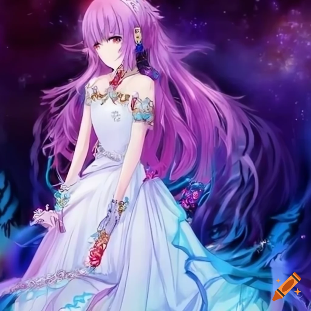 Anime princess with multicolor hair and angelic features on Craiyon