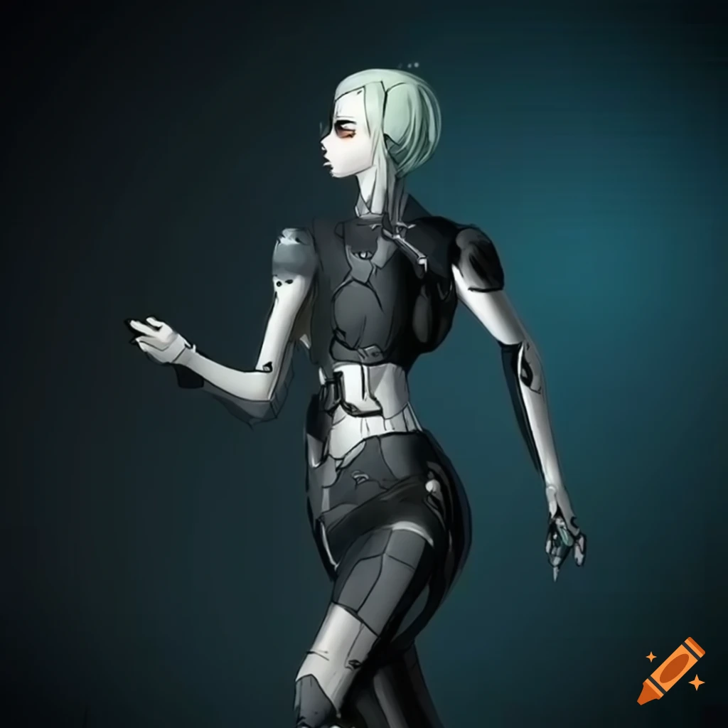 Cybernetically enhanced woman in futuristic anime style on Craiyon