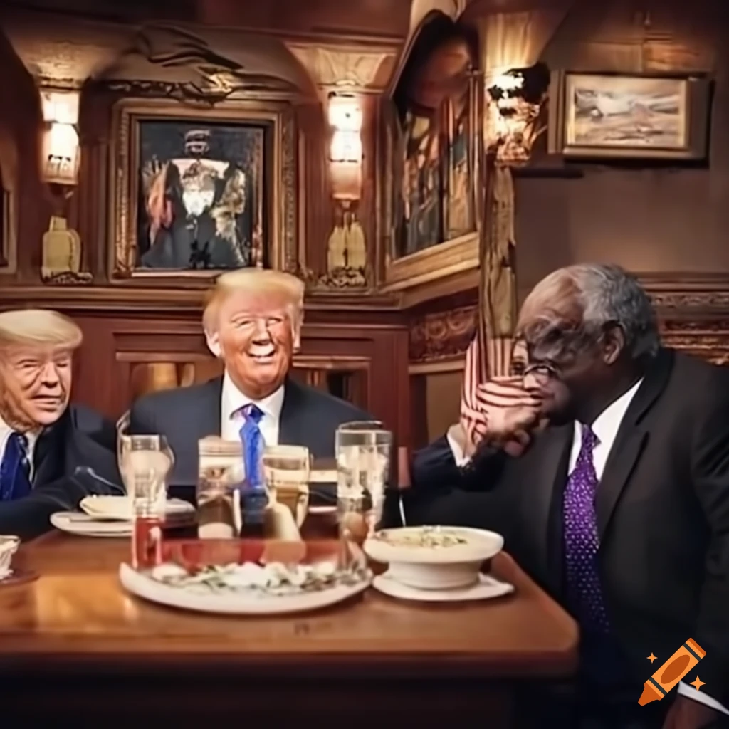 Trump, merrick garland, and clarence thomas laughing over dinner in a ...