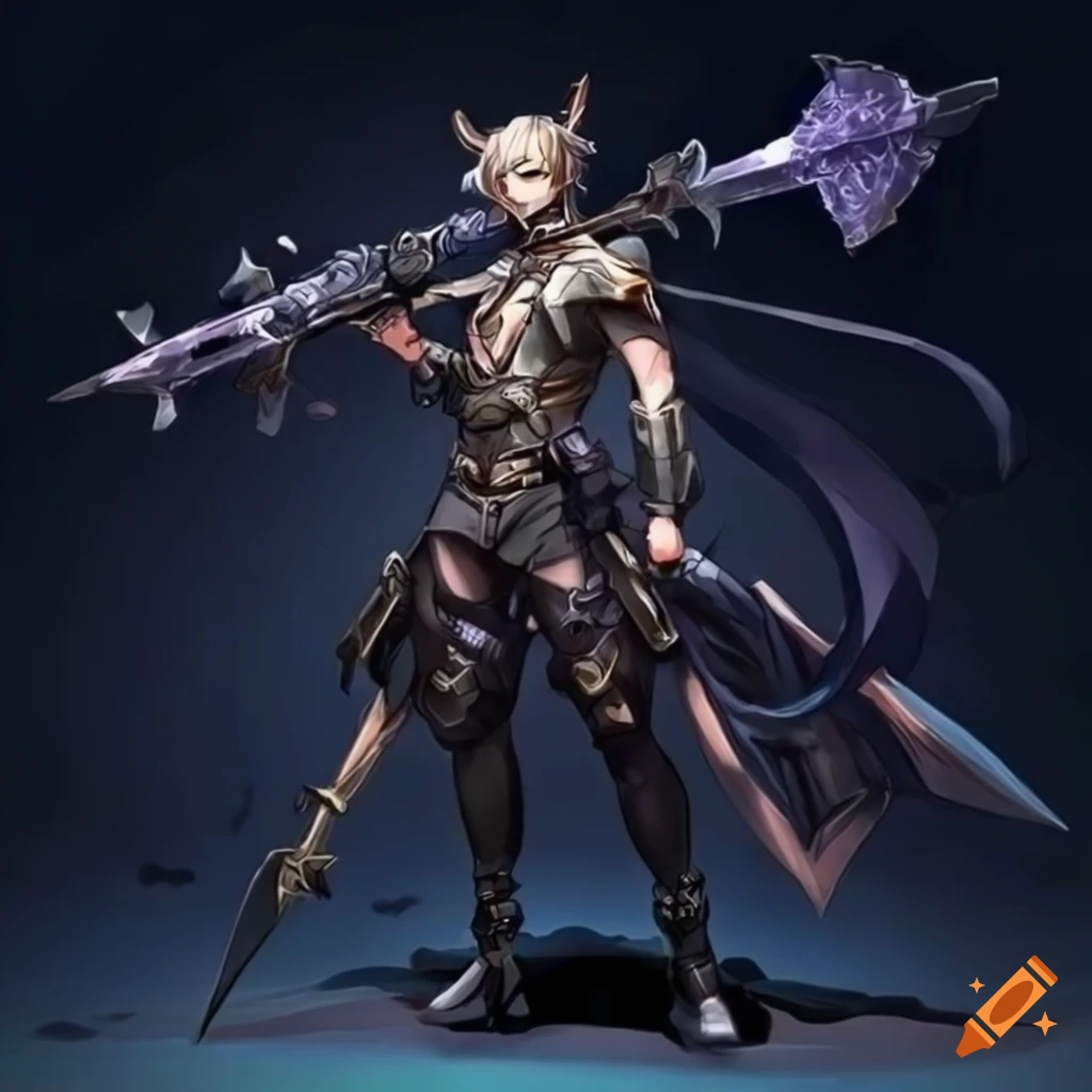 Anime military soldier with blade weapons in a defensive pose on Craiyon