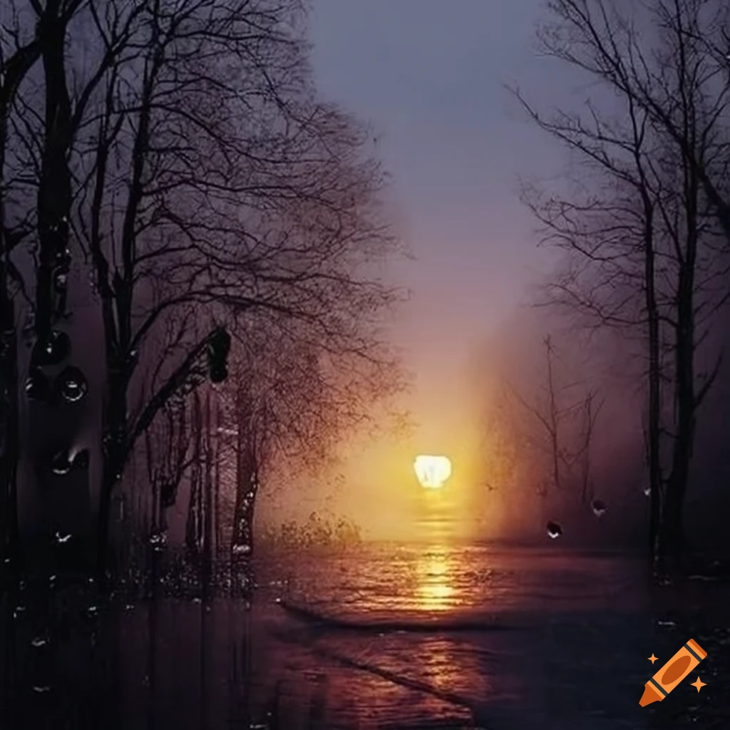 Calm cold rainy friday morning on Craiyon