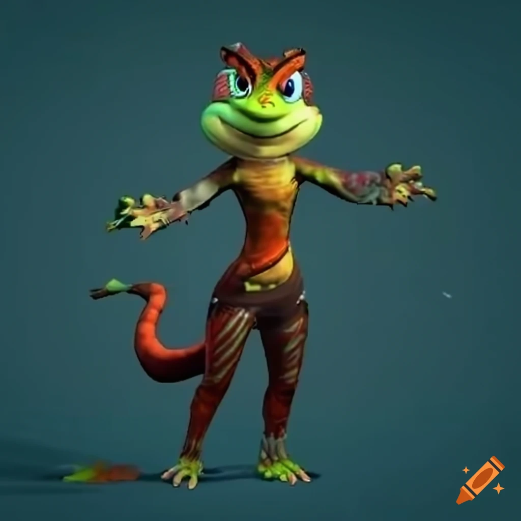 Female gecko hero inspired by the world of gex on Craiyon