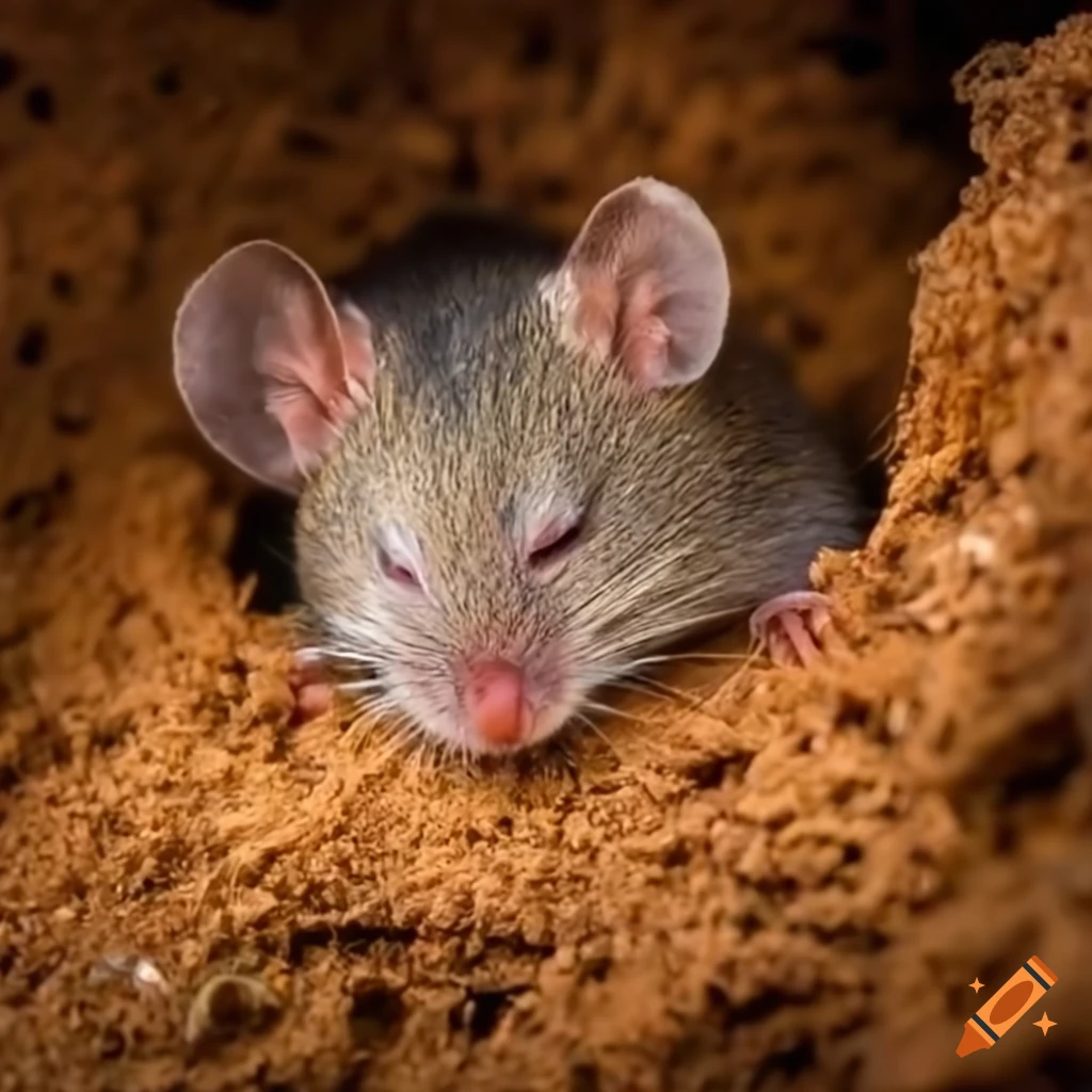 Mouse sleeping in a warm burrow on Craiyon
