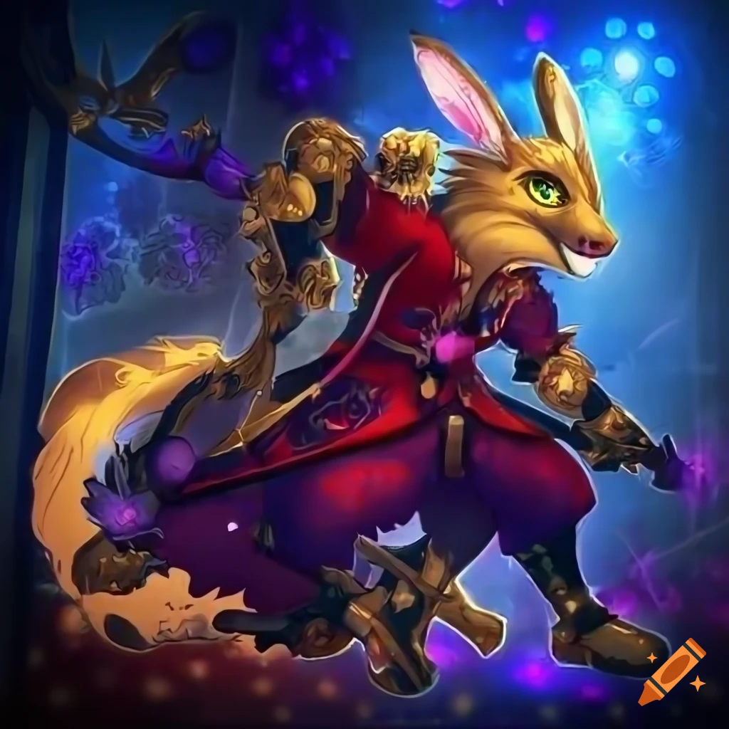 Anthro rabbit chinchilla hybrid rōnin in mystical fantasy art on Craiyon