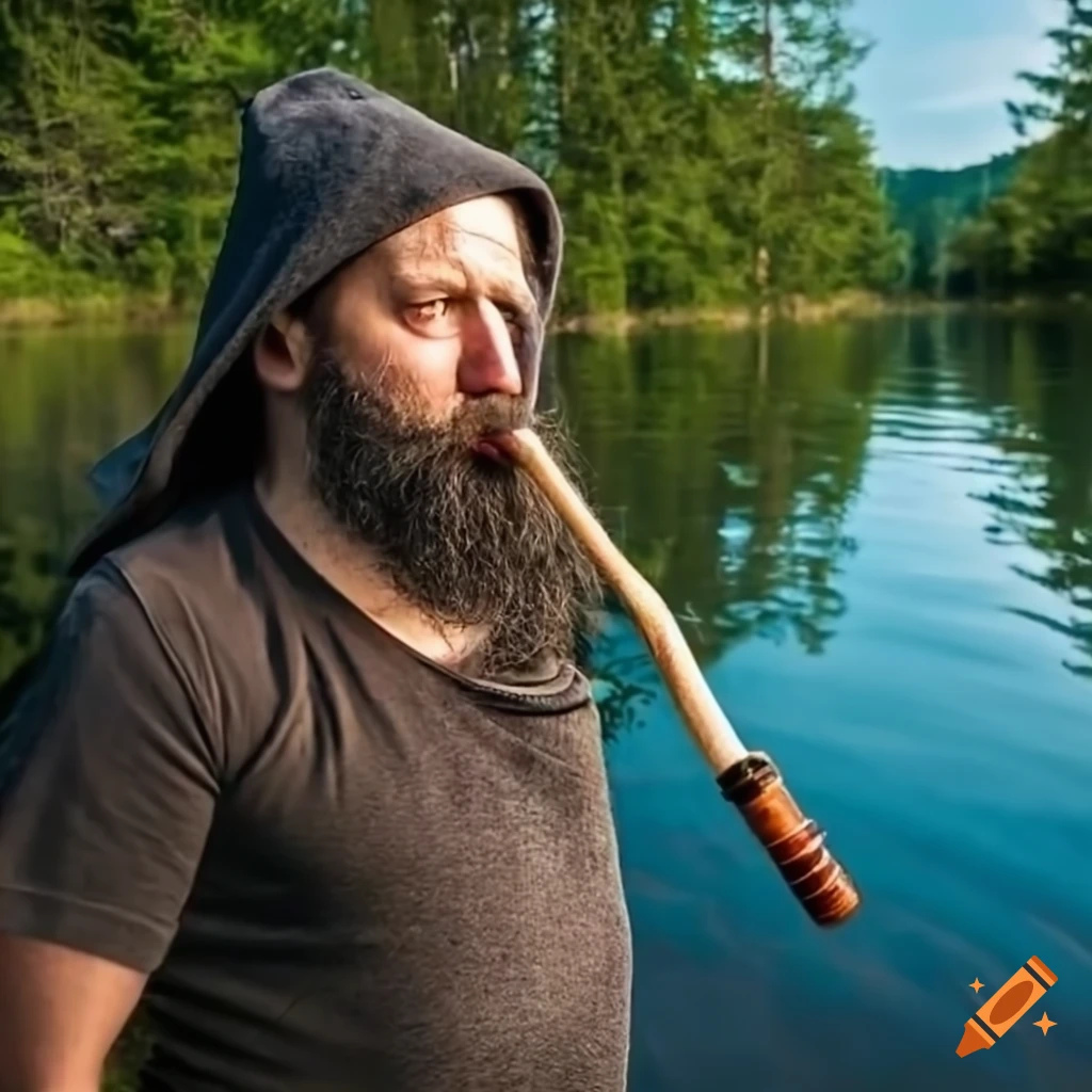 Water man beast emerging from lake surrounded by trees on Craiyon