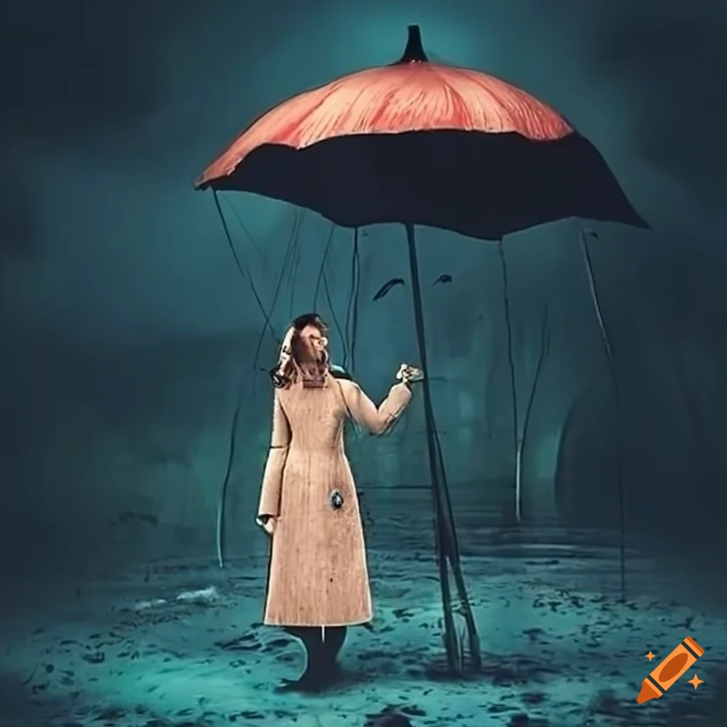 Surrealist scene: Unexpected encounter between an umbrella and a ...