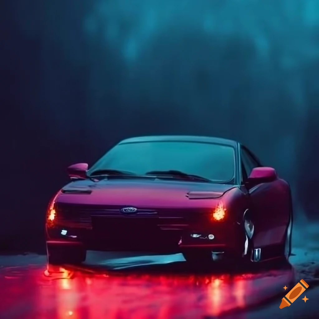 Black ford probe 2 in a rainy night setting on Craiyon