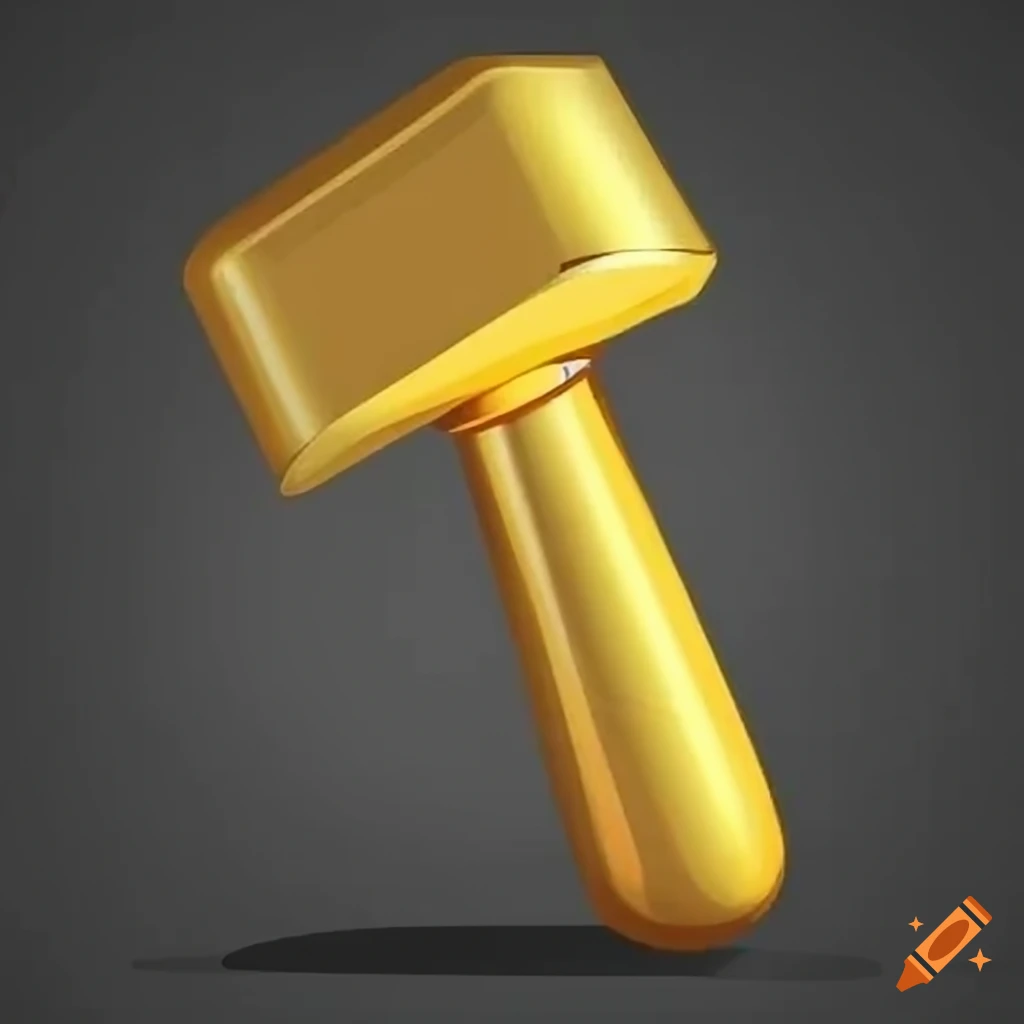 Shining golden cartoon mallet on Craiyon