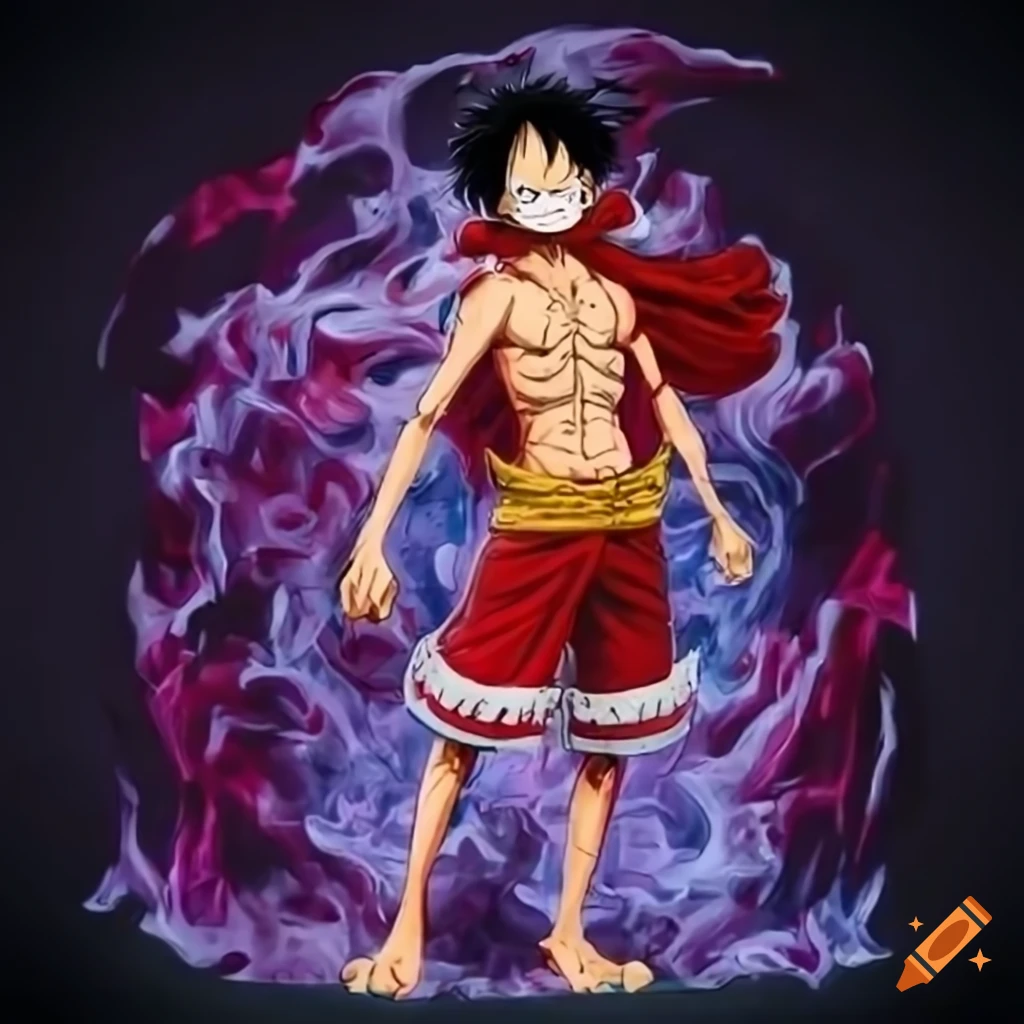 Full body portrait of luffy displaying incredible strength on Craiyon