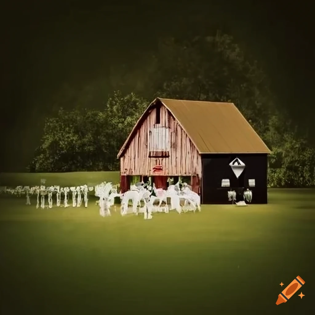 Picturesque farm scene with barn set for a romantic outdoor wedding on ...