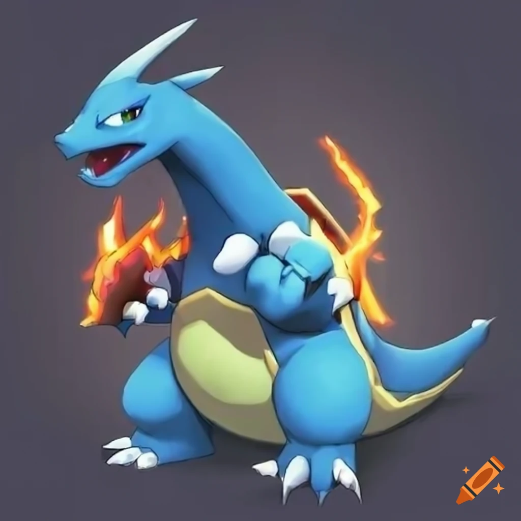 Blastoise and charizard hybrid design on Craiyon