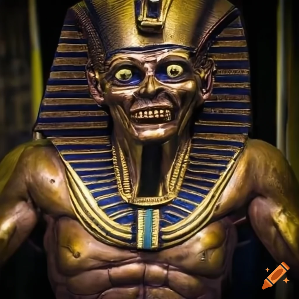 Iconic Pharaoh Eddie statue from Iron Maiden on Craiyon