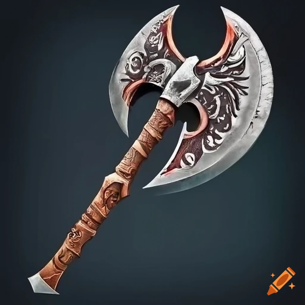 Legendary axe with steel phoenix wings on Craiyon