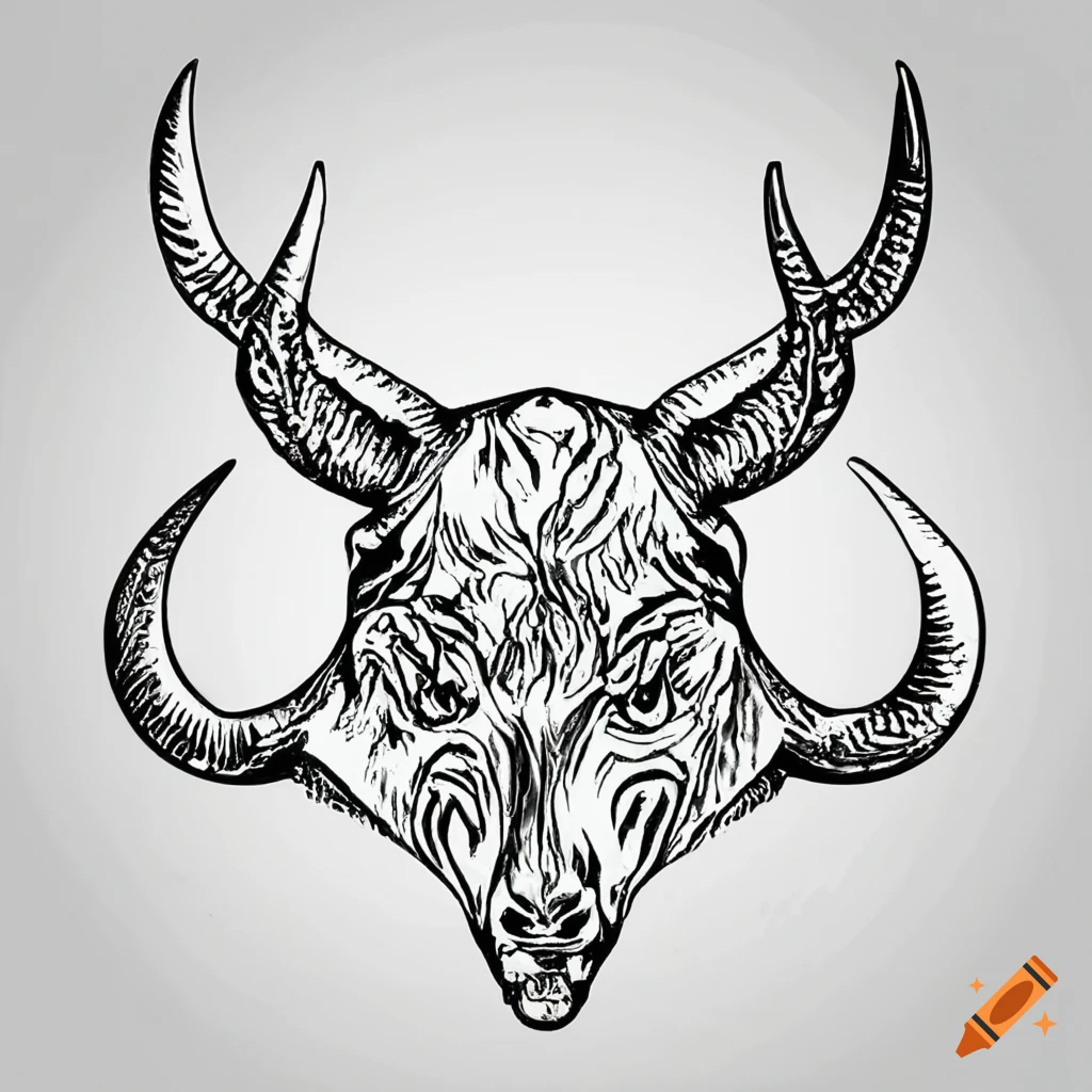 Taurus head with deer's horn in a medieval style on Craiyon