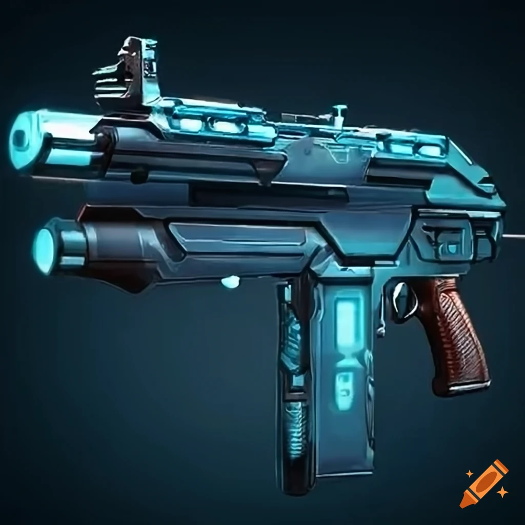Futuristic pistol cybernetics technology on Craiyon