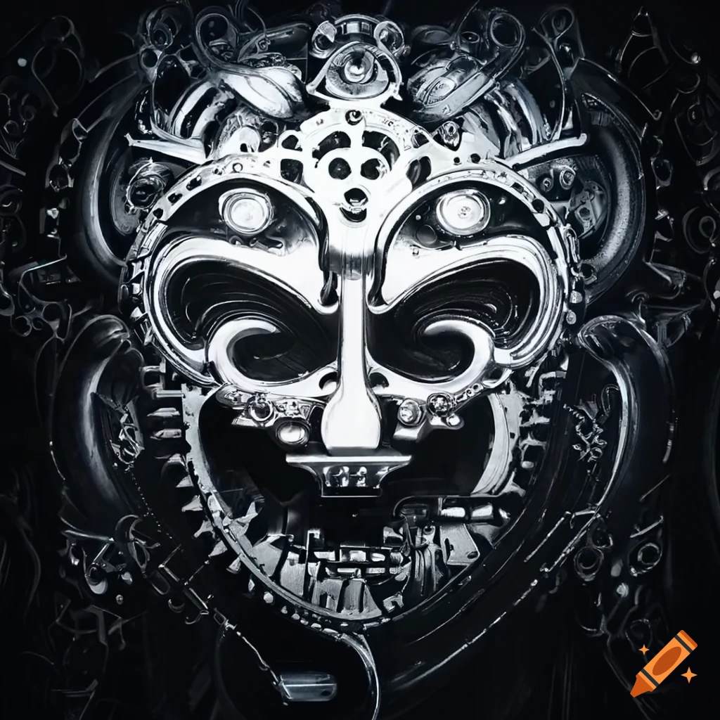 Close-up of intricately designed steampunk machine with twisted gears ...