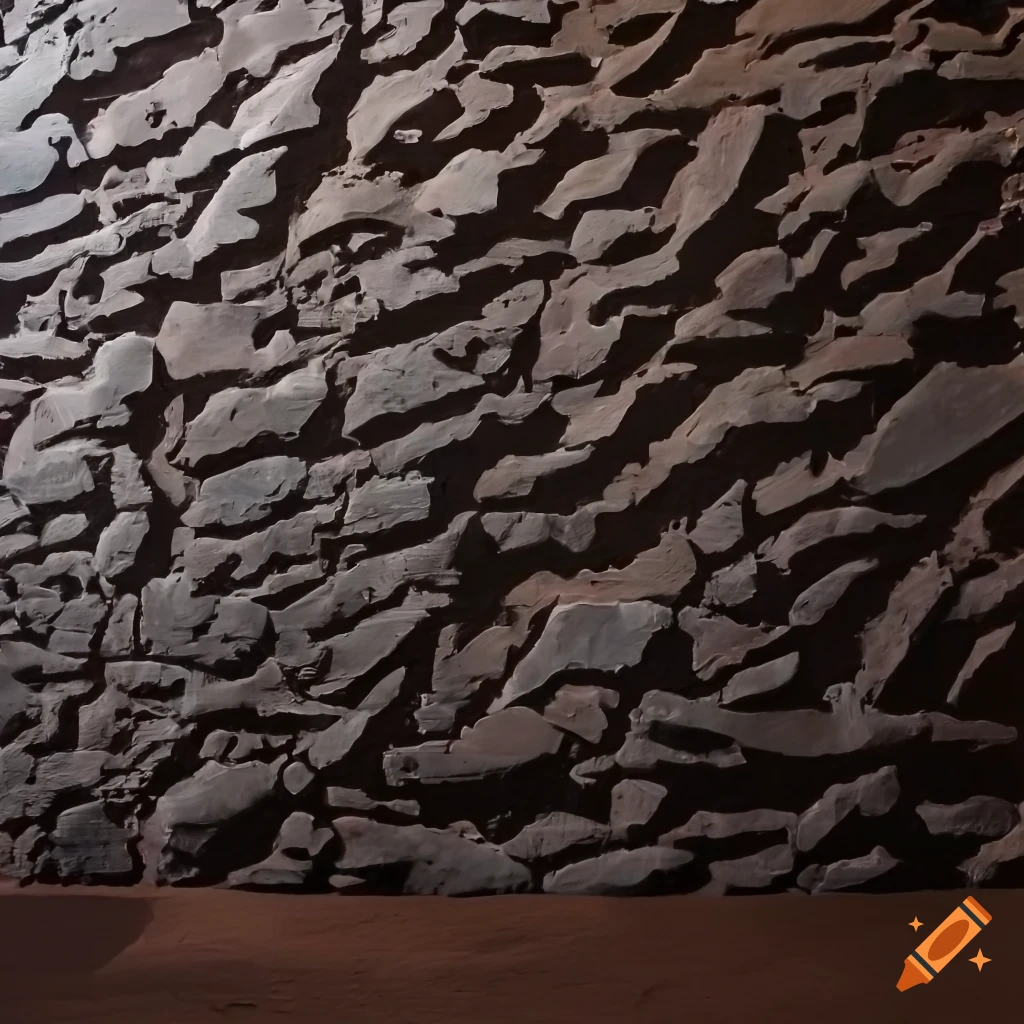 Desert terrain with a high dark granite wall by alyn spiller on Craiyon