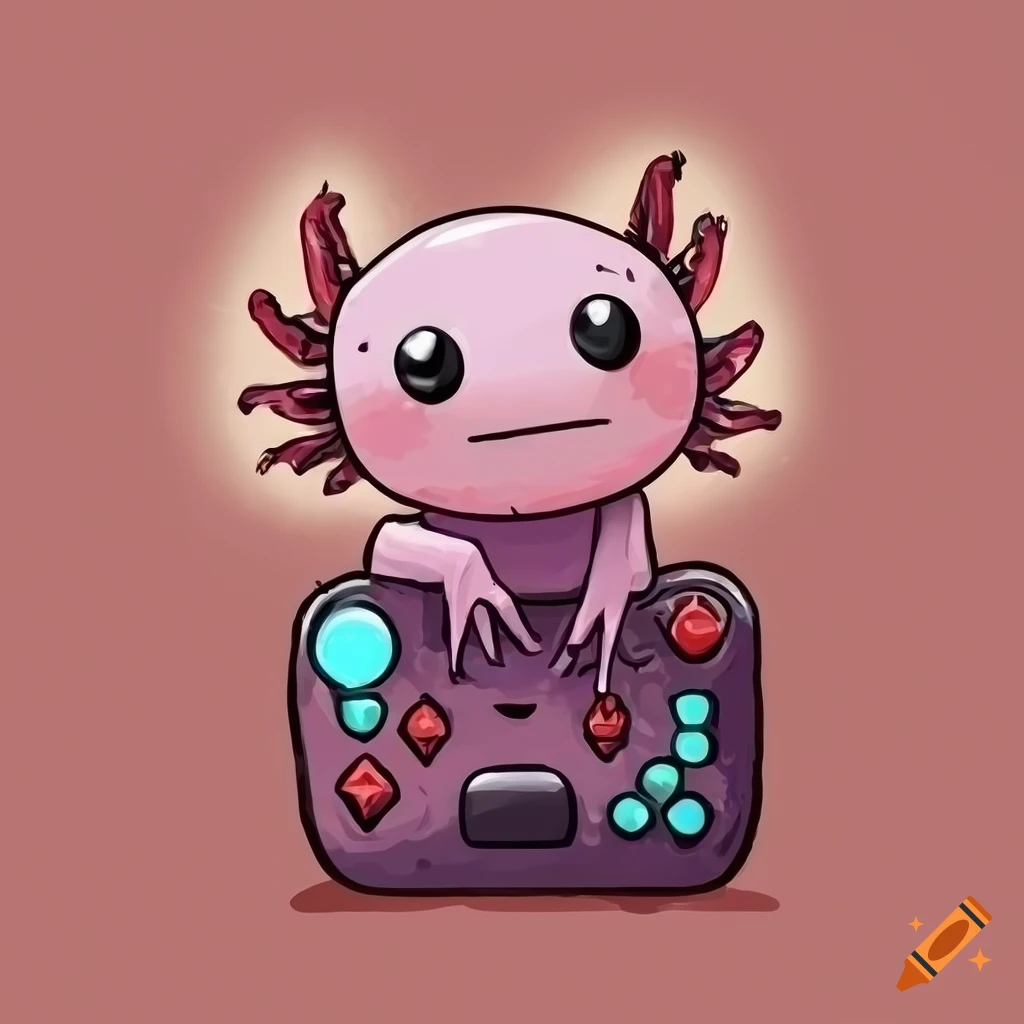 Adorable axolotl in a gaming setup with headphones and controller on ...