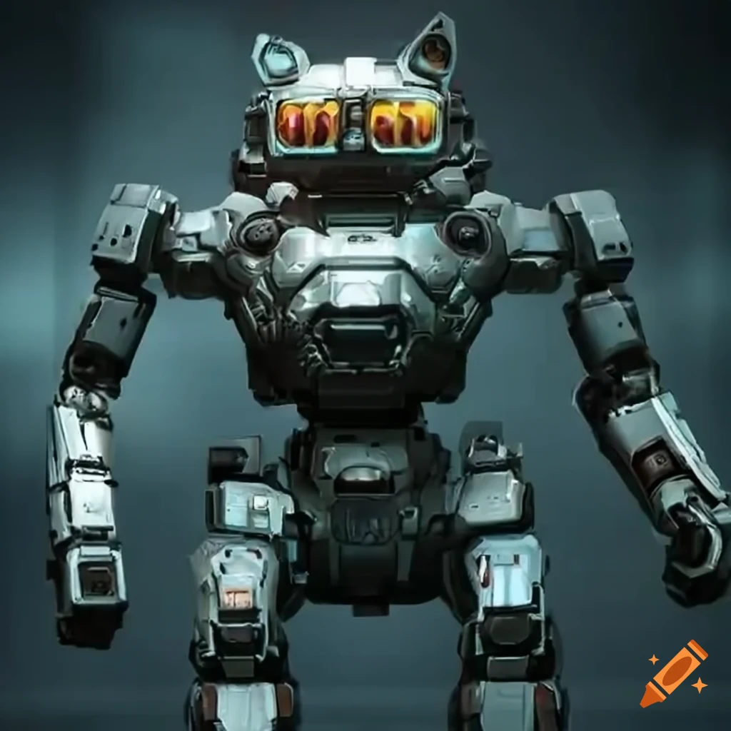 Female mechwarrior with cat ears in advanced armor suit and energy ...