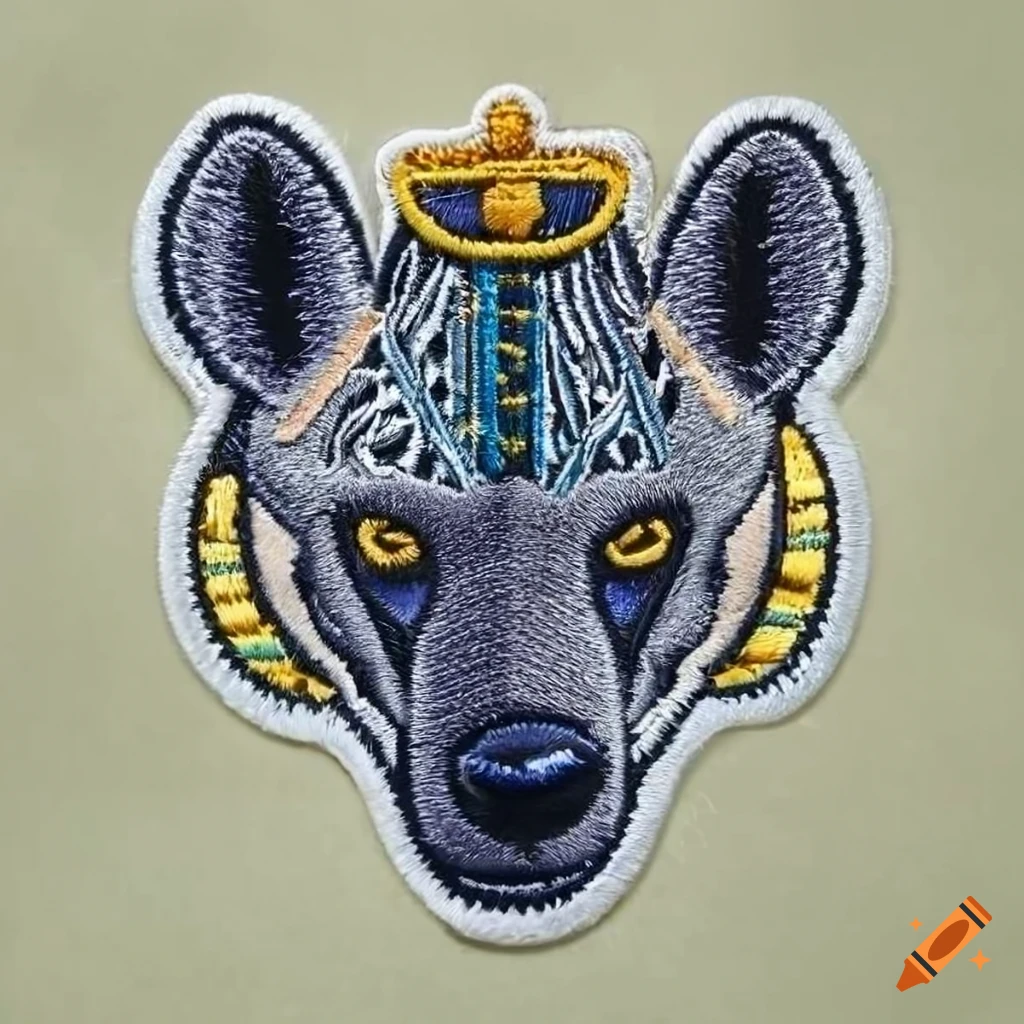 Hyena with egyptian accessories patch on Craiyon