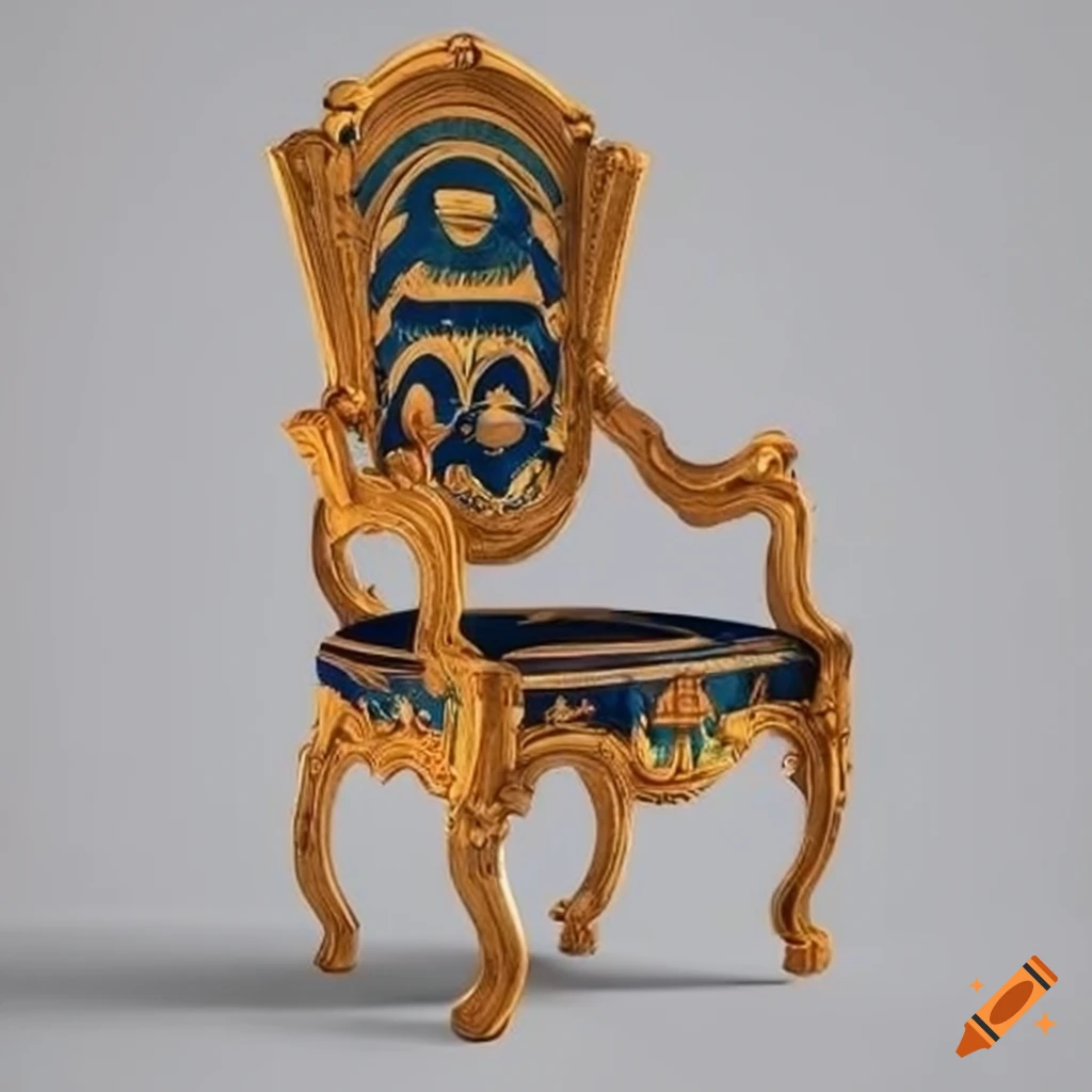 Elegant chair fusion of ancient Egyptian motifs and rococo curves on ...