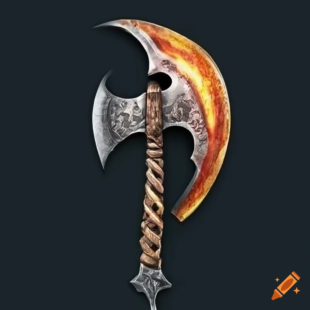 Legendary axe with steel phoenix wings blades on Craiyon