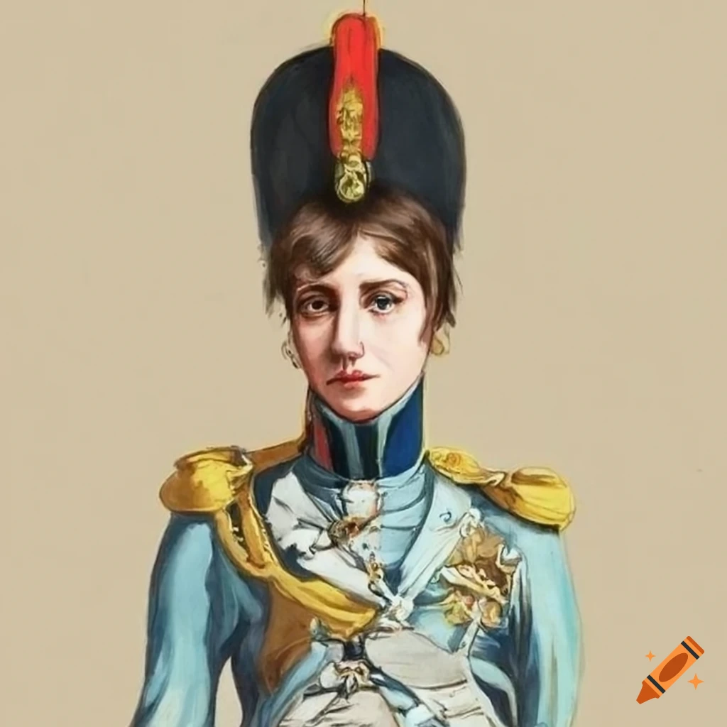 A woman in Napoleonic grenadier uniform on Craiyon