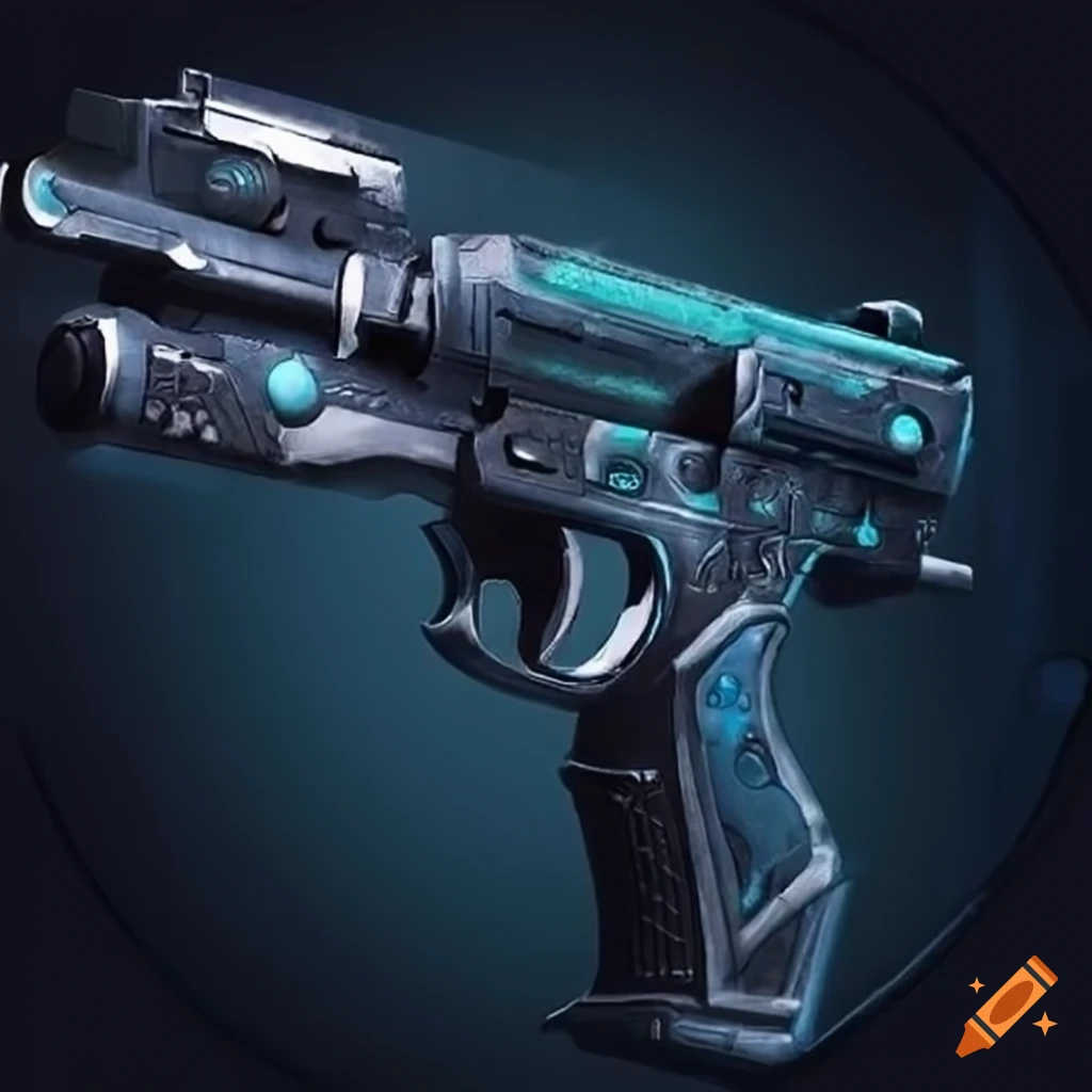 Futuristic pistol cybernetics technology on Craiyon