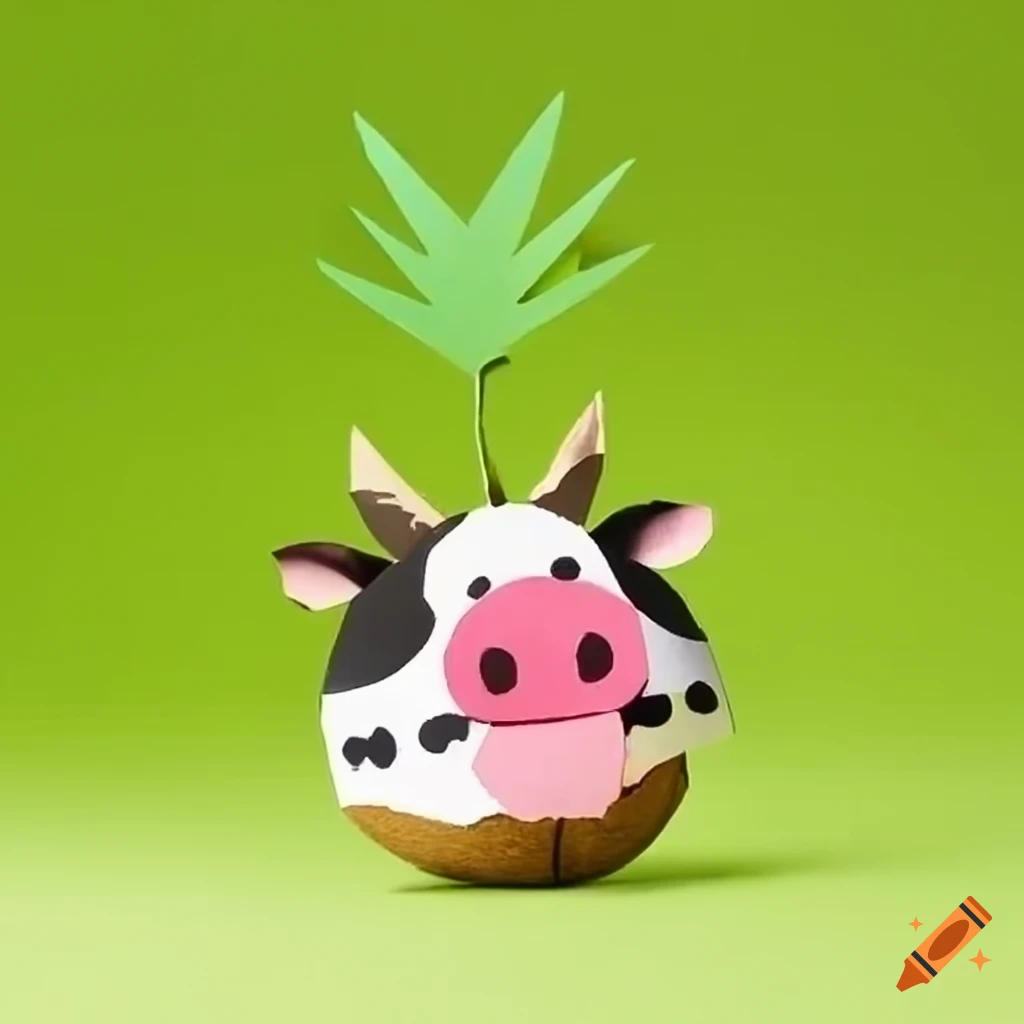Paper craft cow coconut sprout on Craiyon