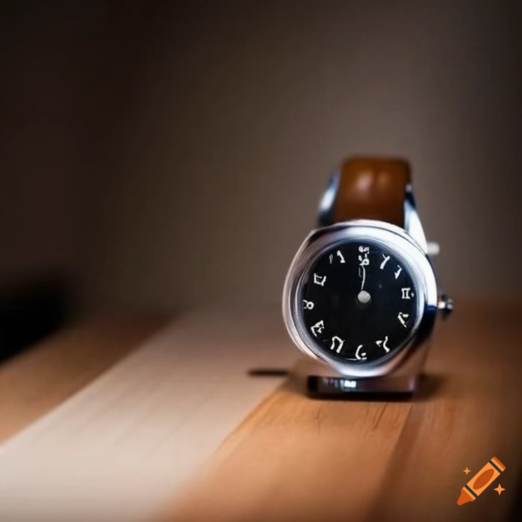 Elegant dress watch on a desk on Craiyon